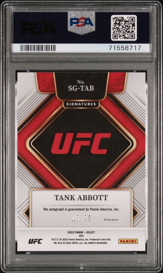 2022 Panini Select UFC Signatures Red Prizm Tank Abbott /99 PSA 10 Auto ...