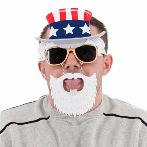 American Uncle Sam's Top Hat with Moustache & Beard Glasses 4th July ...