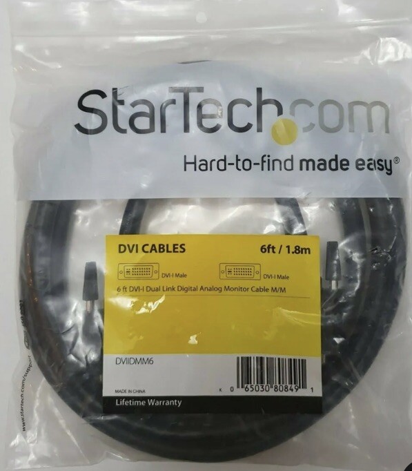StarTech.com DVIIDMM6 6ft DVI-I Dual Link Digital Analog Monitor Cable ...