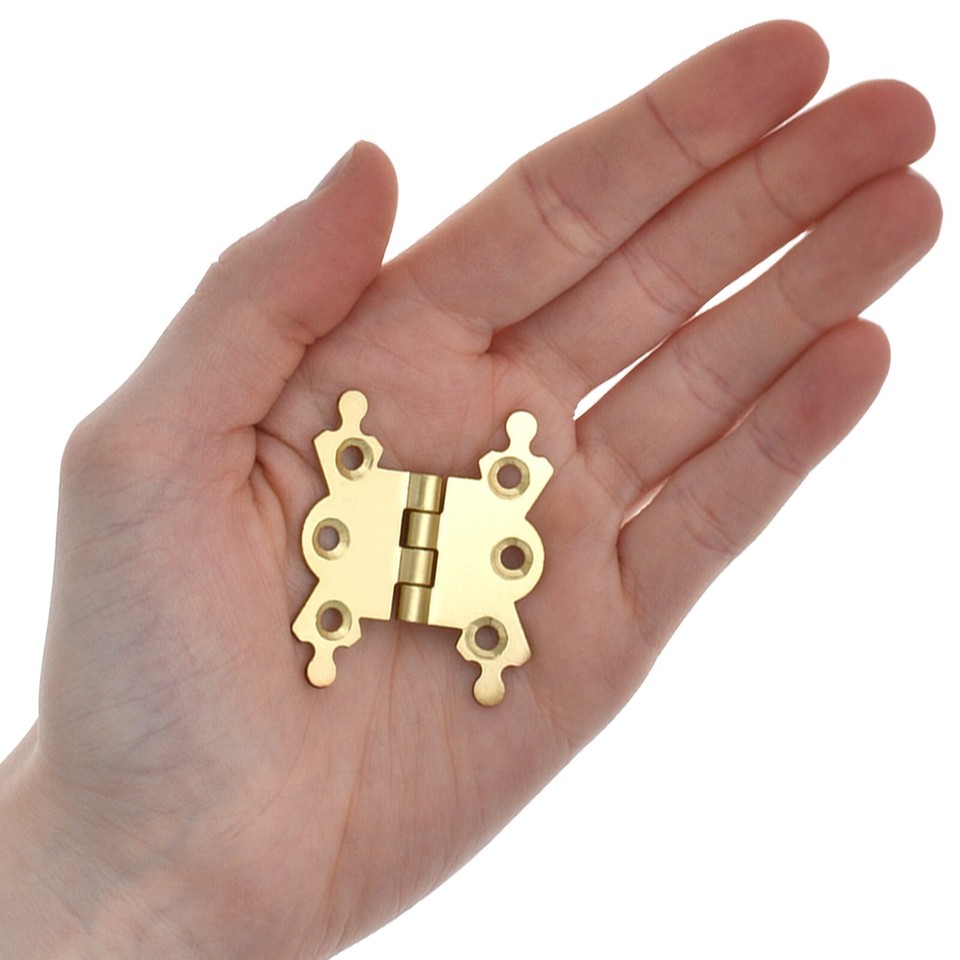 BUTTERFLY HINGE PAIR Small Brass Decorative Gold Cabinet Cupboard Door ...