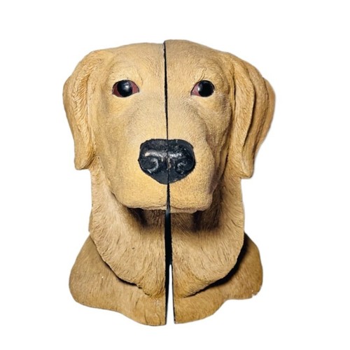 Vtg 1987 Bookends Yellow Labrador Retriever Resin Ben-Aus Studio 6"Wx8 ...