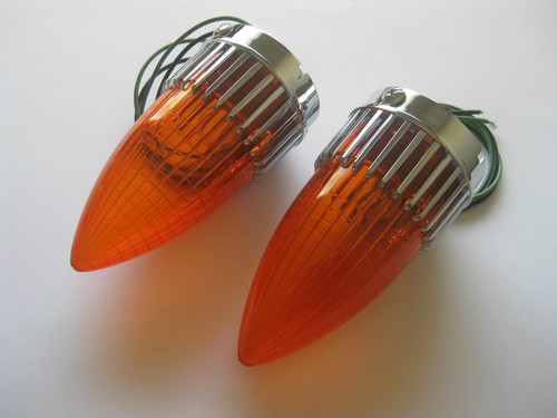 PAIR OF 1959 CADILLAC INDICATOR LIGHTS NEW AMBER 59 HOTROD HOLDEN CHEV ...