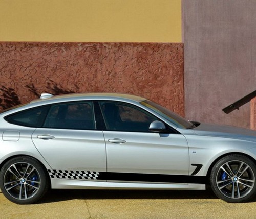 Car Stickers Racing Stripes Flags 86'' Vinyl Lower Door Panel Decals ...