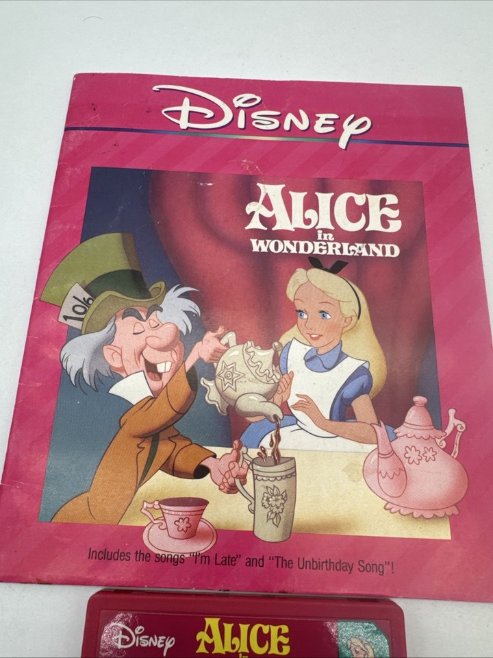 Disney Alice In Wonderland Read-Along Book with Cassette Tape Vintage ...