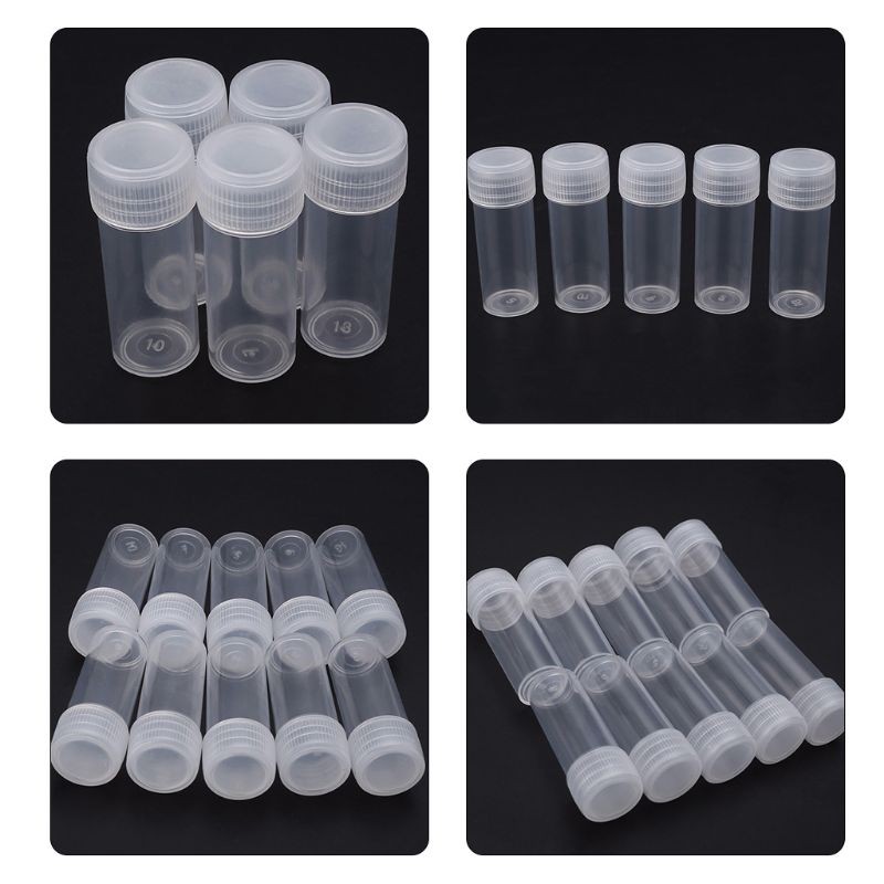 50 Pcs 5ml Plastic Sample Bottle Small Barrel Test Tube Vials Storage ...
