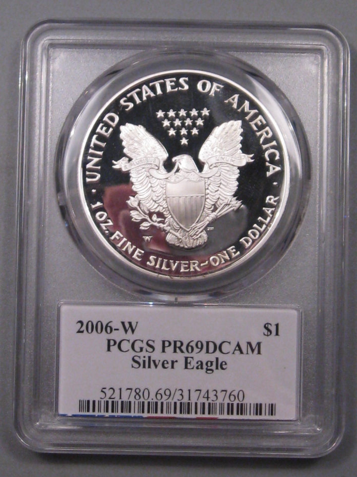 Deep Cameo PROOF 2006-w Silver American Eagle. PCGS PR69DCAM. Edmund ...