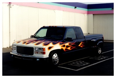 2000s GMC Sierra Dually Truck Custom Black & Paint Wide View Vintage ...