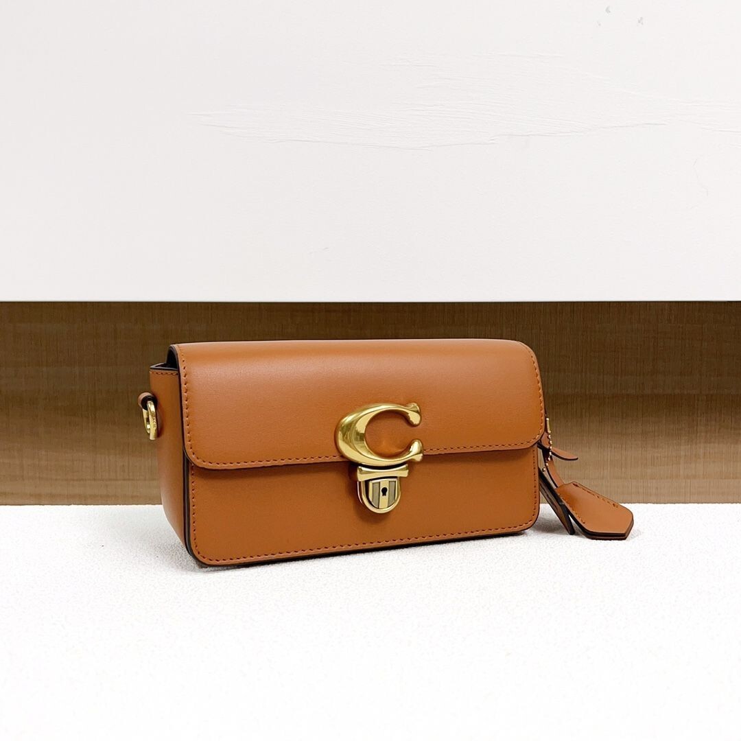 COACH Studio Baguette Shoulder Crossbody Bag Leather Camel CE331 outlet ...