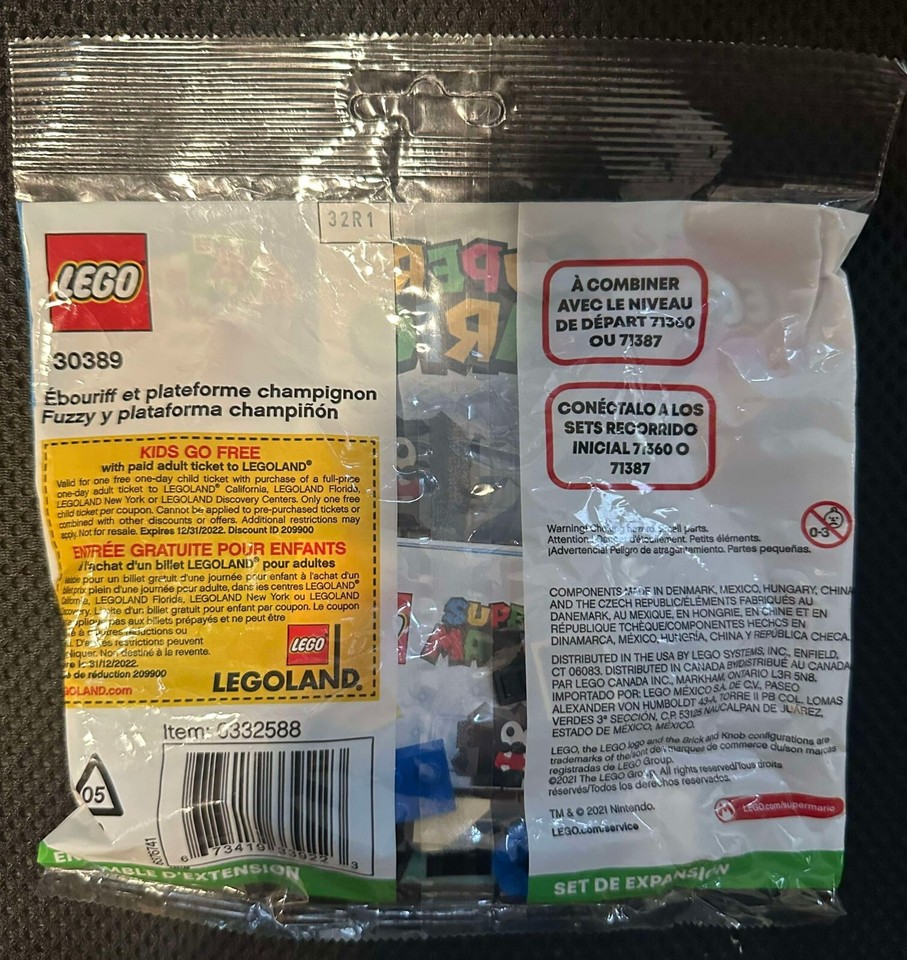 LEGO Super Mario: Fuzzy & Mushroom Platform (30389), Poly Bag, 39 ...
