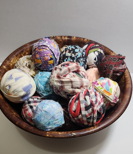 25 Vintage Rag Ball Original Primitive Cotton Fabrics Ornies Bowl ...