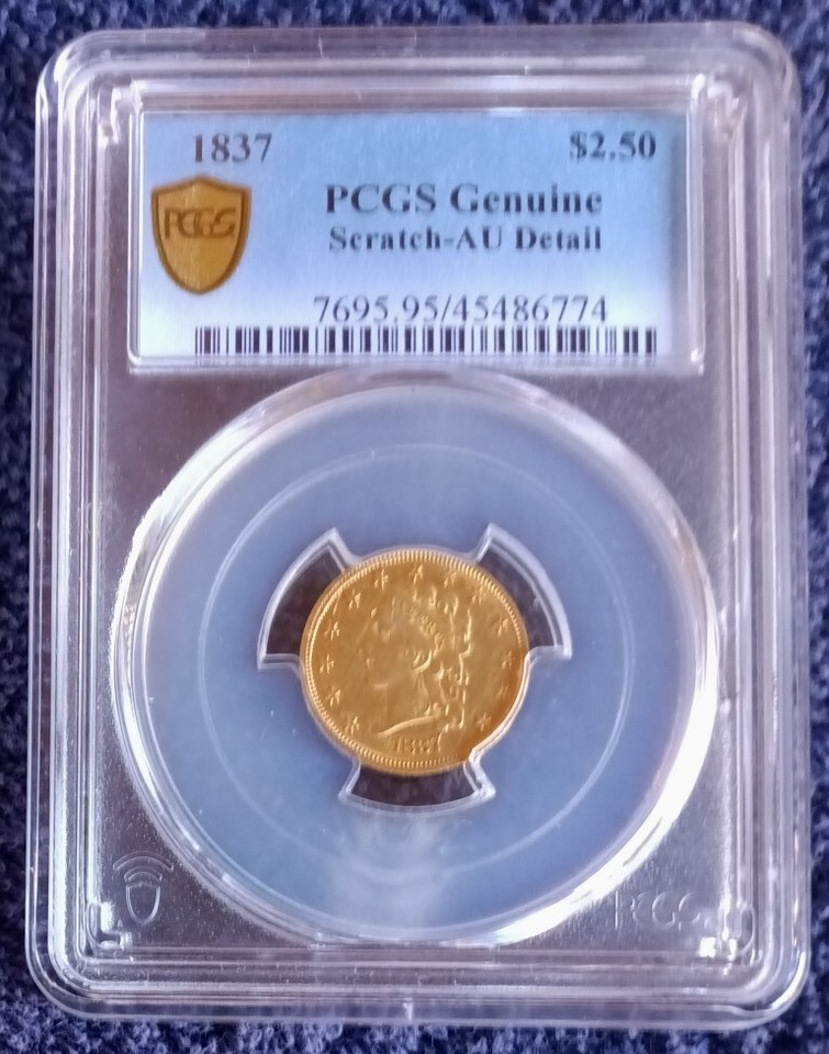 1837 Classic Liberty $2 1/2 gold Quarter Eagle, HM-1, PCGS AU details ...