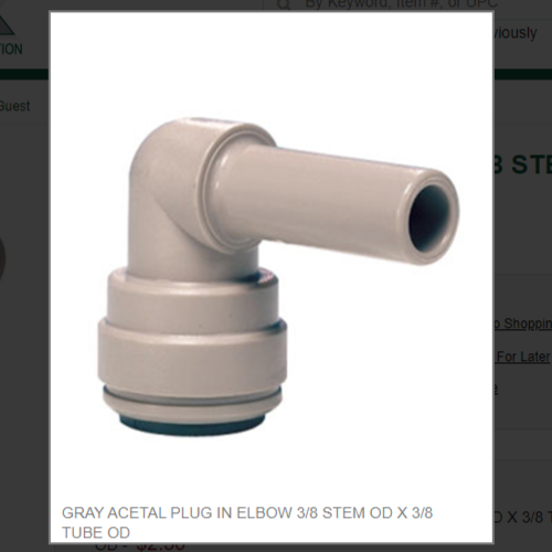 GRAY ACETAL PLUG IN ELBOW 3/8 STEM OD X 3/8 TUBE OD # PI221212S-US | eBay
