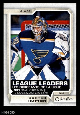 2018 O-Pee-Chee #596 Carter Hutton League Leaders Blues SHORT-PRINT 8 ...