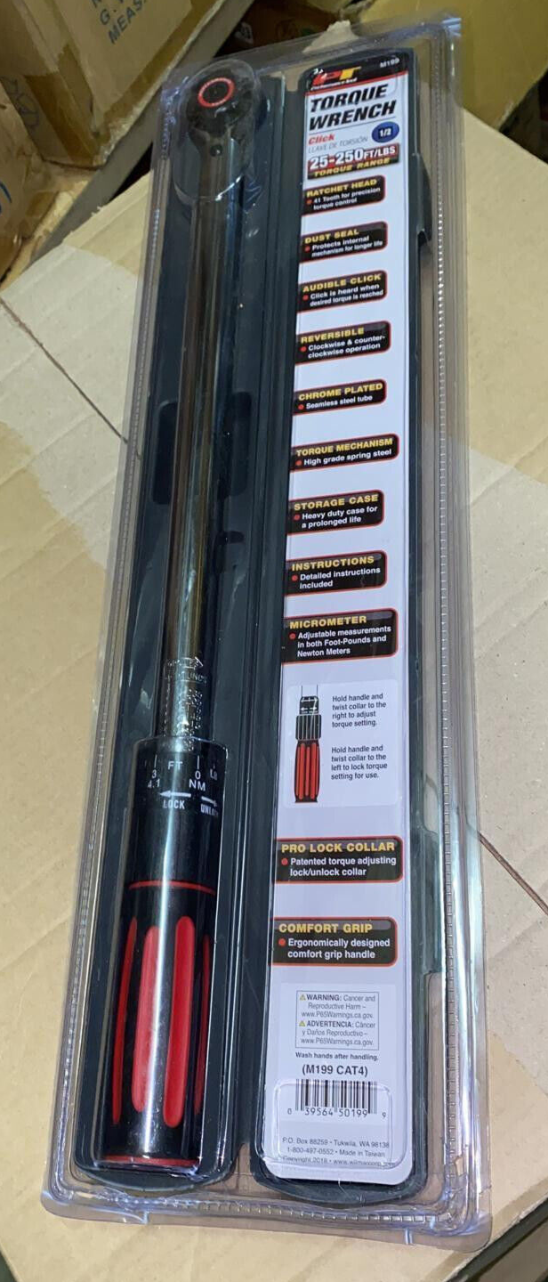 Performance Tool M199 1/2" Inch Drive 250ft/lb Click Torque Wrench | eBay