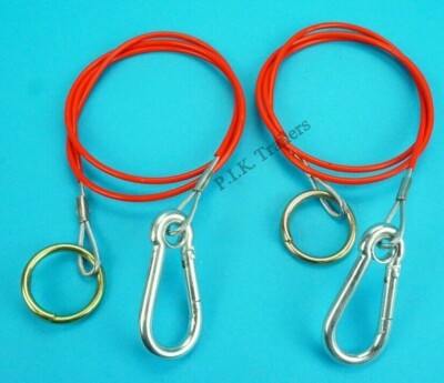 2 x RED Breakaway Cables with Split Ring for Trailer Caravan & Horsebox ...