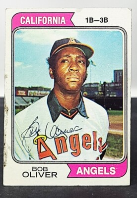 BOB OLIVER Signed Autographed 1974 Topps Baseball Card #243 California ...