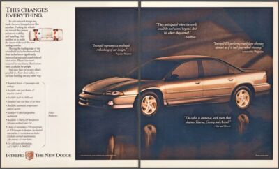 1993 Dodge Intrepid Sedan 2 Page Vintage Print Ad Cab Forward Design ...