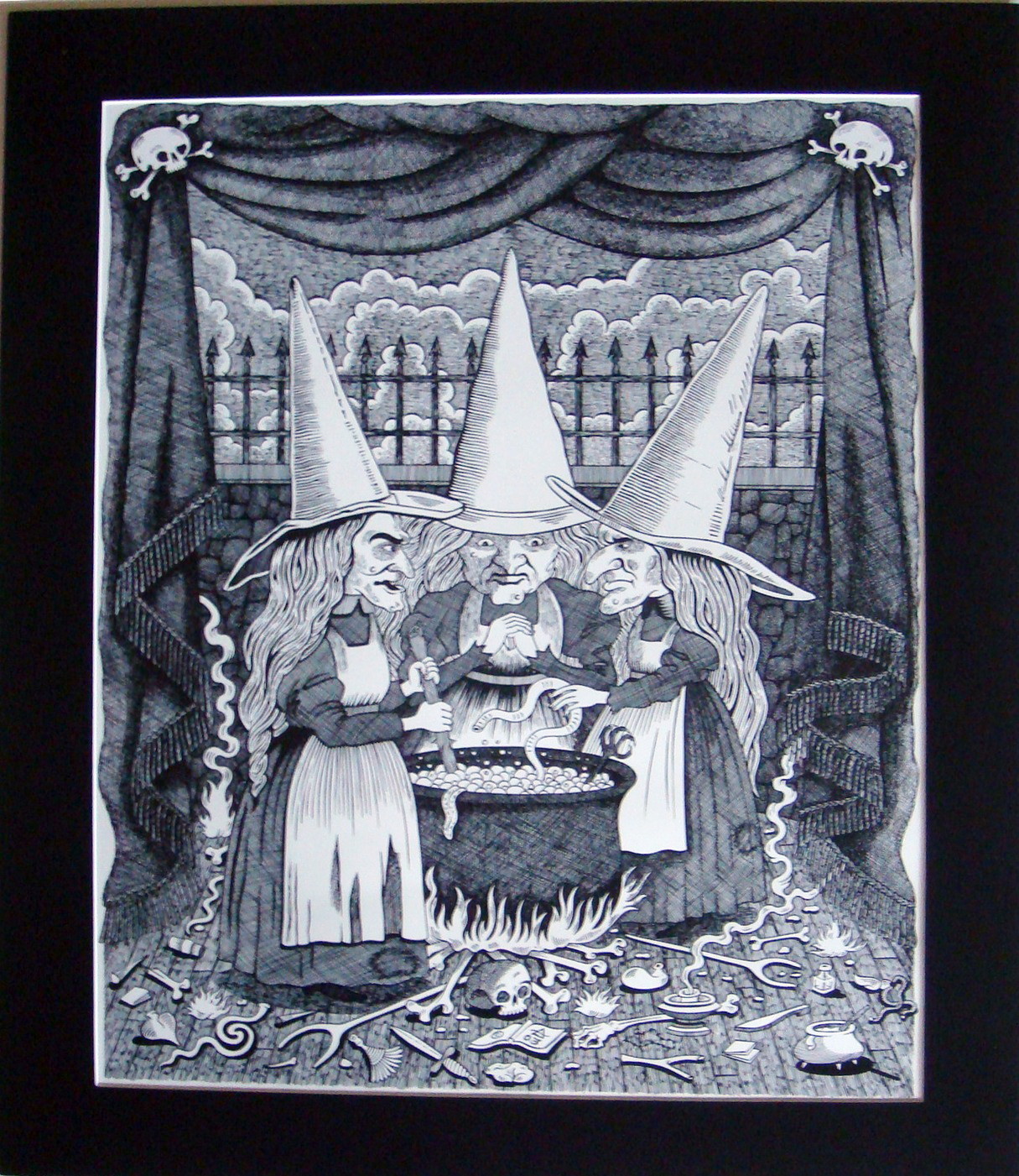 Halloween Three Witches Art Print Matted to 24" x 20" Overall Size | eBay