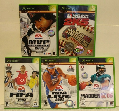 XBOX sports Video Games lot MVP Baseball 2005 2K5 FIFA Soccer 2004 NBA ...