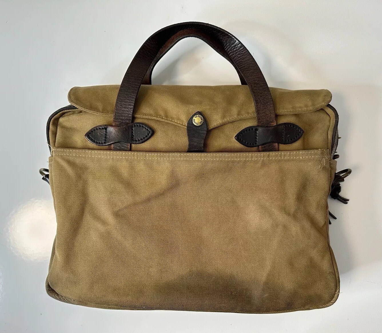 Filson Rugged Twill & Leather Original Briefcase Tan … - Gem