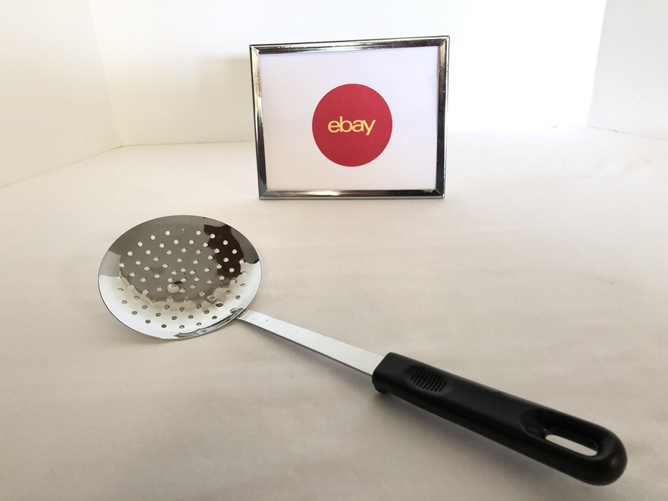 PERFORATED LADLE SKIMMER DEEP FRYING BASKET SPATULA CHANS KITCHEN 13 ...
