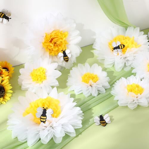 14 Pcs Daisy Bee Cutout Decorations Include 8 Daisy Tissue Paper Pom ...