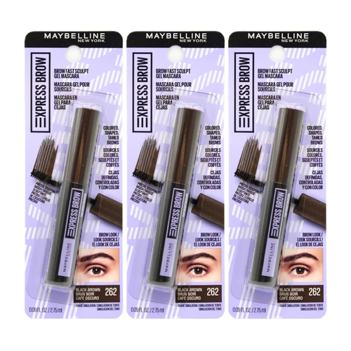 3x Maybelline Xpress Brow Fast Sculpt Gel Mascara 2.75ml 262 Black ...