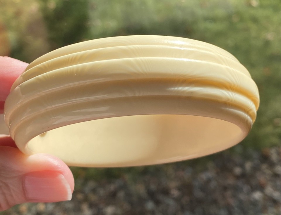 Vintage Amazing French Ivory Carved Extra Wide Celluloid Bangle ...