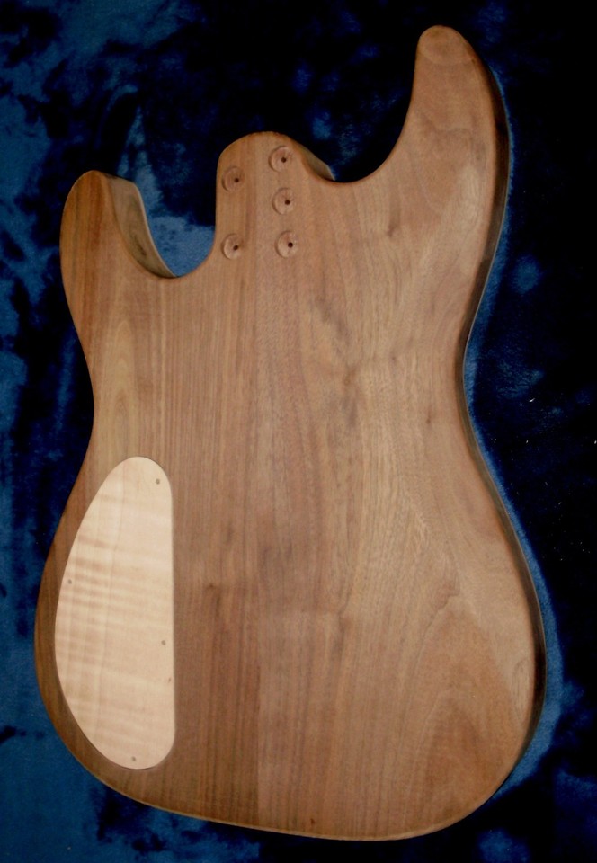 GLUFF CUSTOM WALNUT/CURLY MAPLE GUITAR BODY FITS STRAT NECK HAND MADE ...