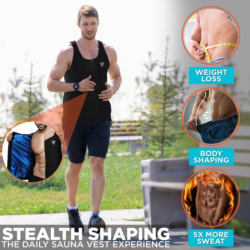 RDX Mens Sweat Sauna Vest Heat Trapping Sweat Waist Trainer Gym ...