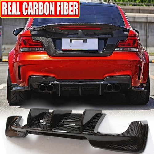 REAL CARBON Rear Bumper Diffuser Fins Spoiler Fit For BMW E82 1M Coupe ...