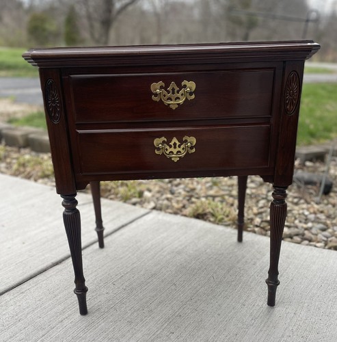 Ethan Allen Georgian Court Side Table Cherry Traditional Two Drawer ...