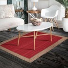 Jute Rug Rectangle Natural Braided Floor Rug Various Size Red Area ...