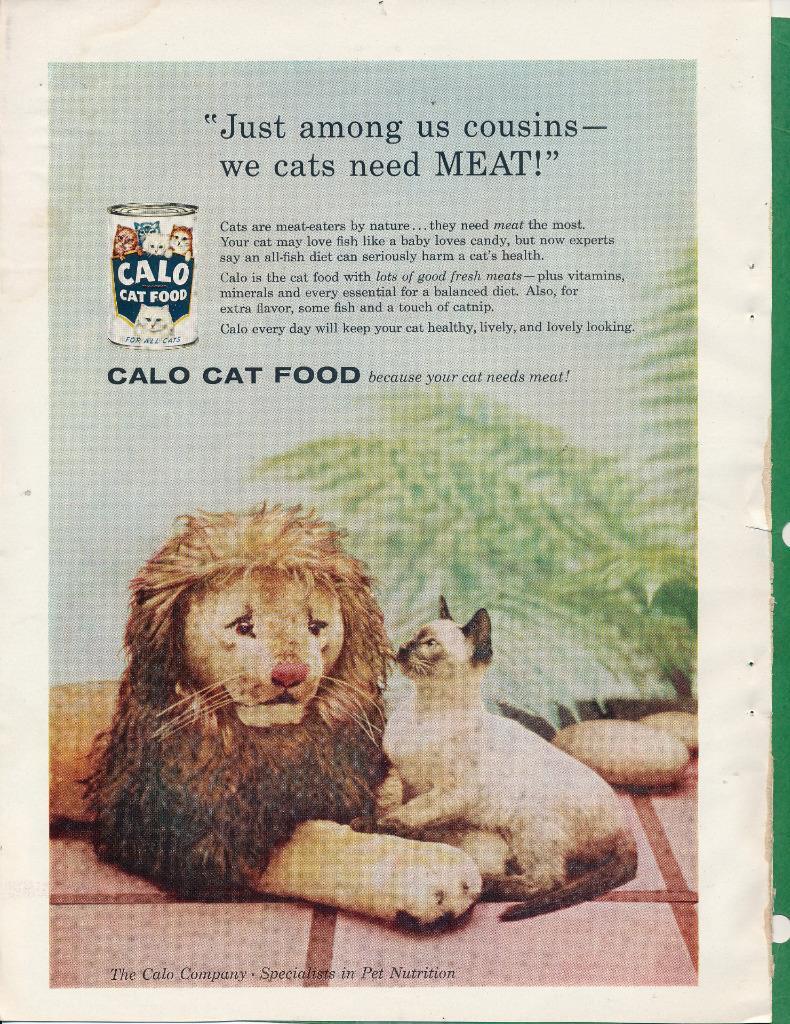 Magazine Ad - 1959 - CALO Cat Food - beautiful cat | eBay