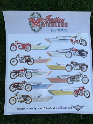 Vintage Poster Indian Matchless motorcycle old advertisement 1962 ...