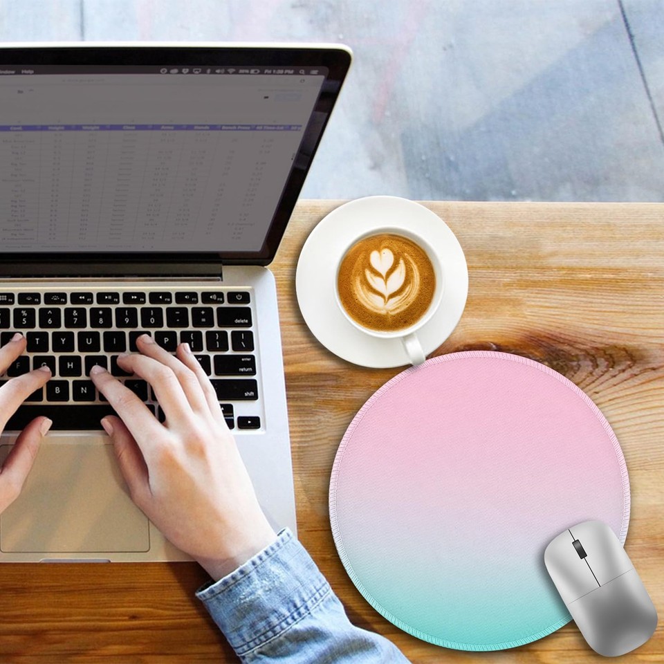 Gradient Blue Pink Work Mouse Pad Small Round Mouse Pads for Desk Mini ...