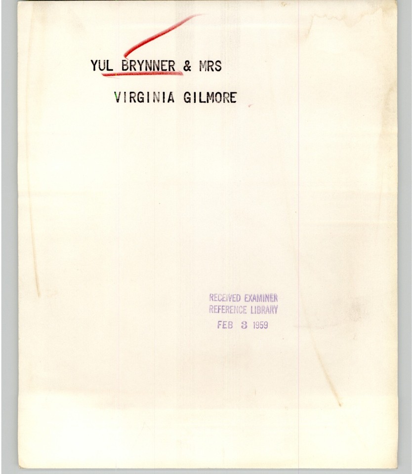 HOLLYWOOD Actor YUL BRYNNER & Wife Virginia Gilmore 1958 Press Photo | eBay