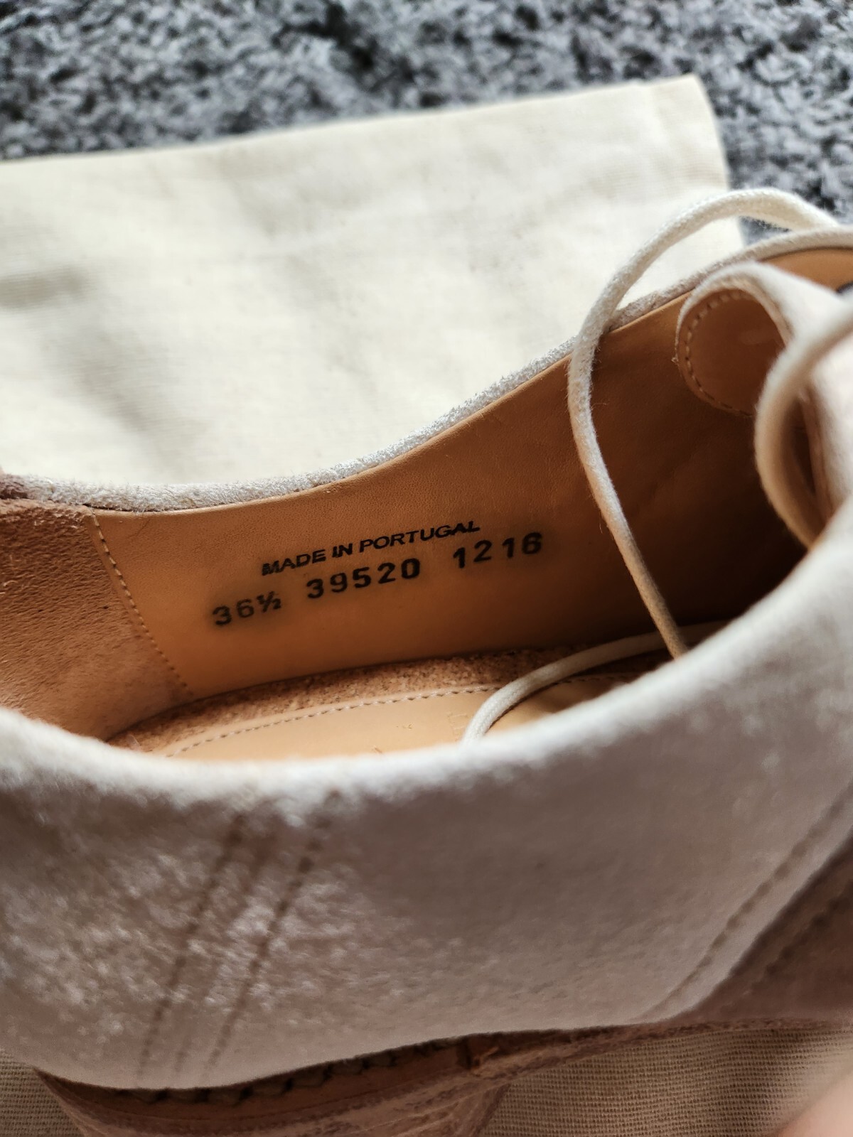 The Office of Angela Scott Mr. Smith Stitched Suede in Neutral, EUC, 36 ...