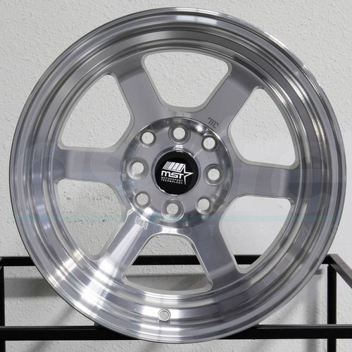 4-New 15" MST Time Attack Wheels 15x8 4x100/4x114.3 0 Silver Machined ...