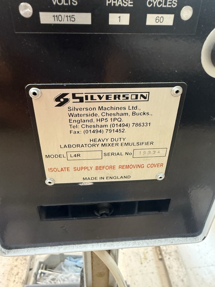 SILVERSON L4R Laboratory Mixer Emulsifier Homogenizer Tissue Stand L4RT ...