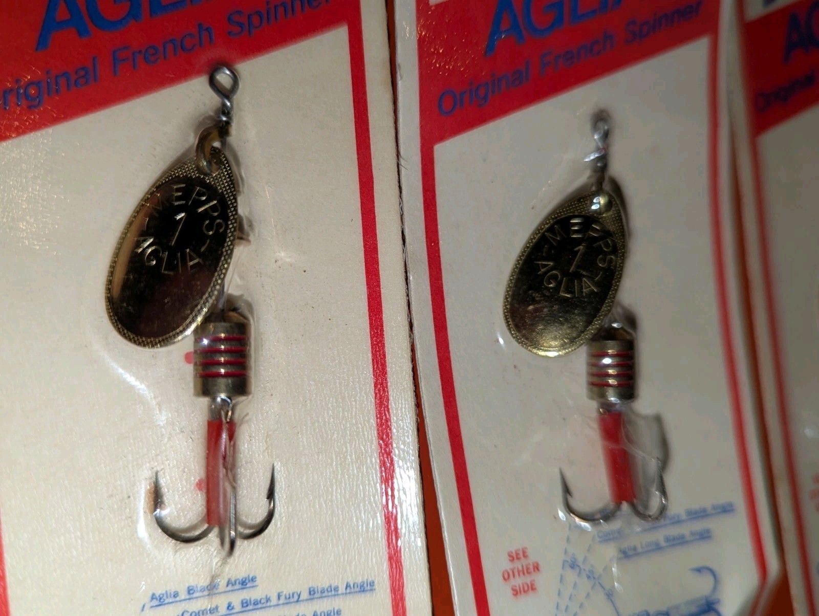 Lot of 3 VTG Mepps AGLIA Original French Spinners NEW Carded Size #0 ...