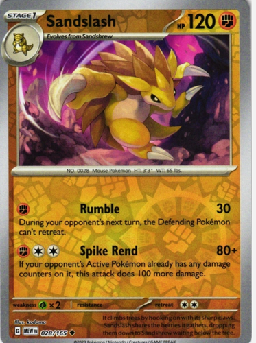 Sandslash 028/165 | Scarlet & Violet 151 | Uncommon Revers Holo ...
