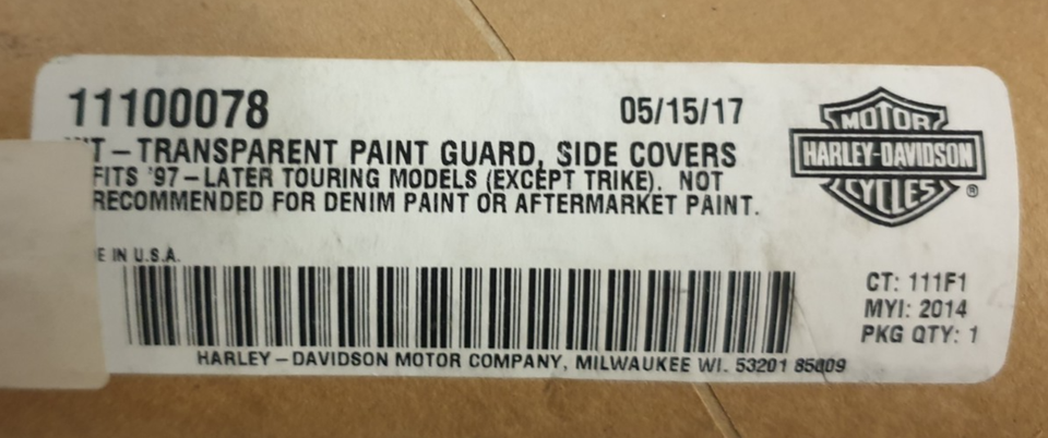 NEW HARLEY-DAVIDSON TRANSPARENT PAINT GUARD OEM 11100078 | eBay