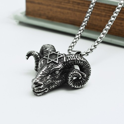Satanic Baphomet Hexagram Goat Head Necklace Pendant Stainless Steel ...