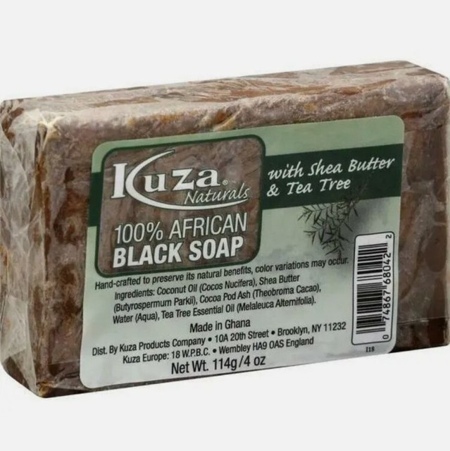 Kuza 100 African Black Soap With Shea Butter & Tea Tree 4oz (2) for ...