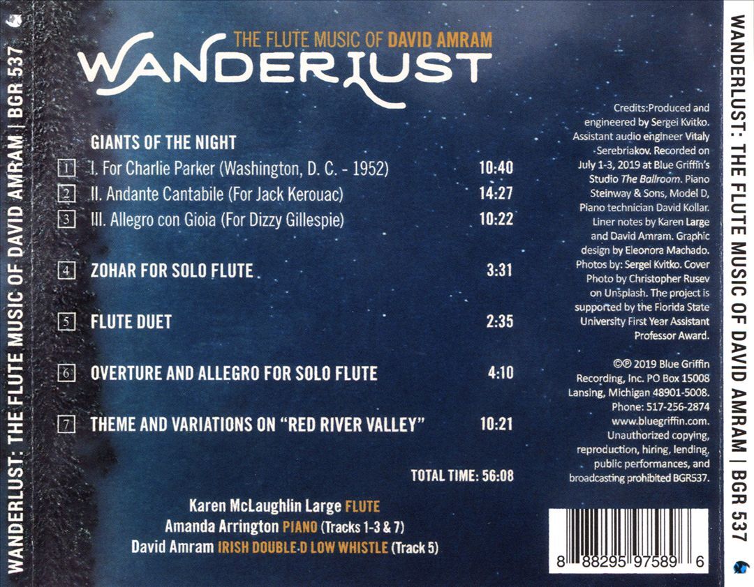 KAREN MCLAUGHLIN LARGE / AMANDA ARRINGTON WANDERLUST: THE FLUTE MUSIC OF DAVID A | eBay