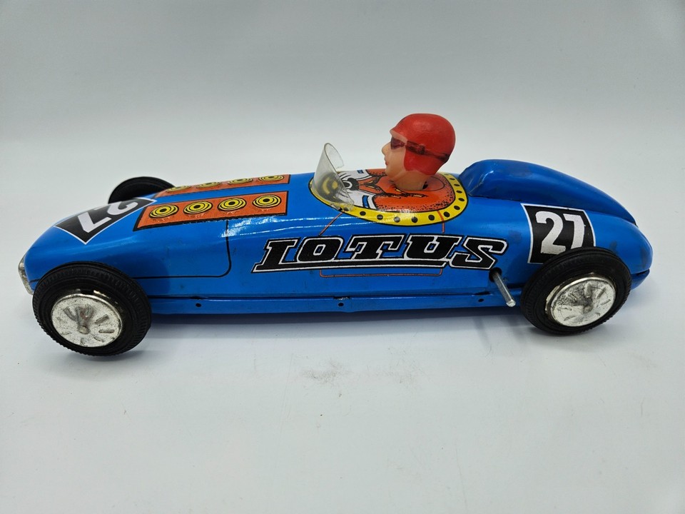 Vintage Indy Style ASC Japan 9 1/2" Tin Lotus Race Car #27 w/ Driver ...
