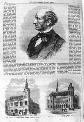 Old Antique Print 1866 John Stuart Mill Corn-Exchange Farnham Kurrachee ...