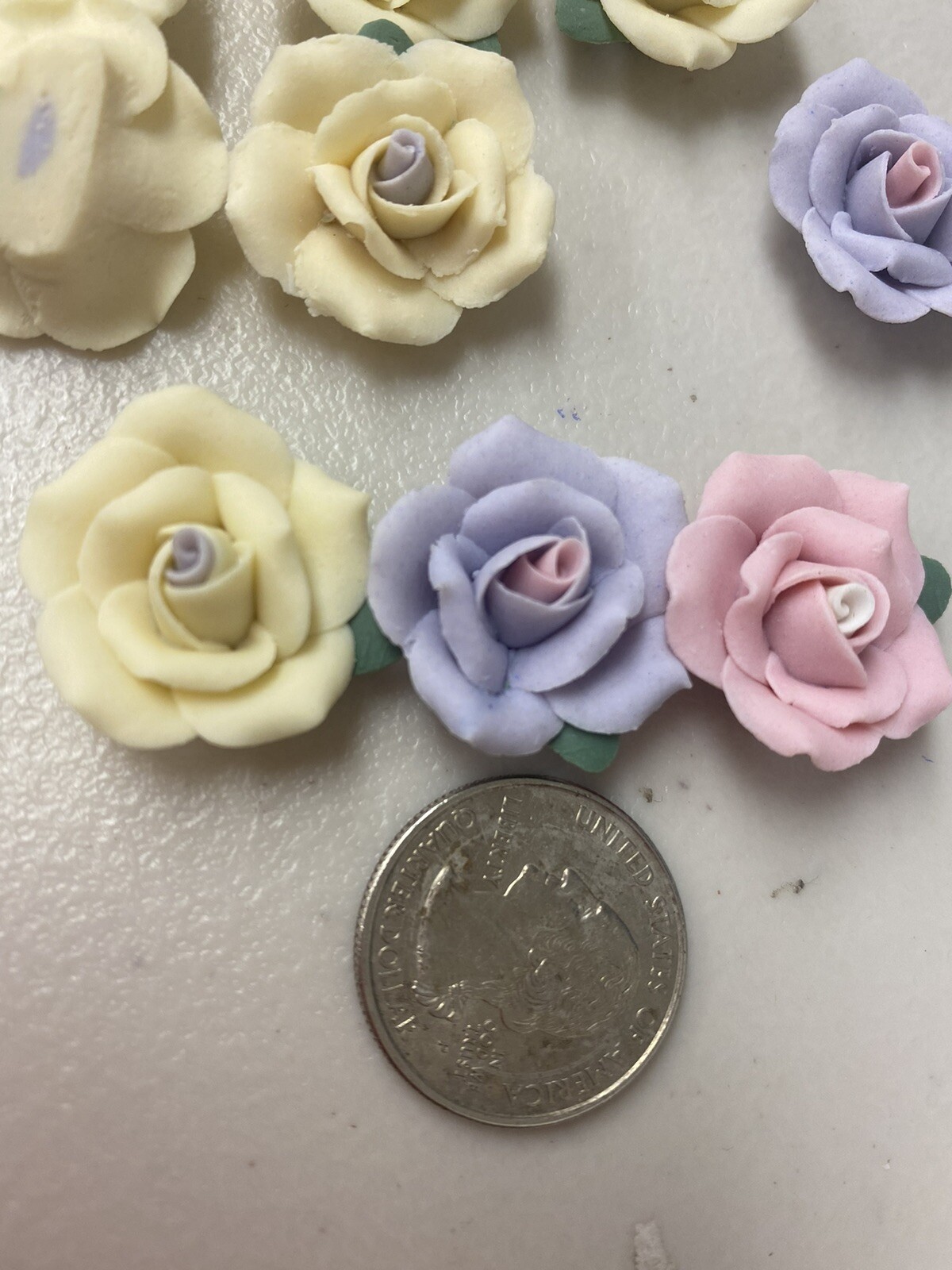 26MM VERY OLD CERAMIC FLATBACK FLOWERS MIXED PASTEL COLORS (18 PCS) | eBay