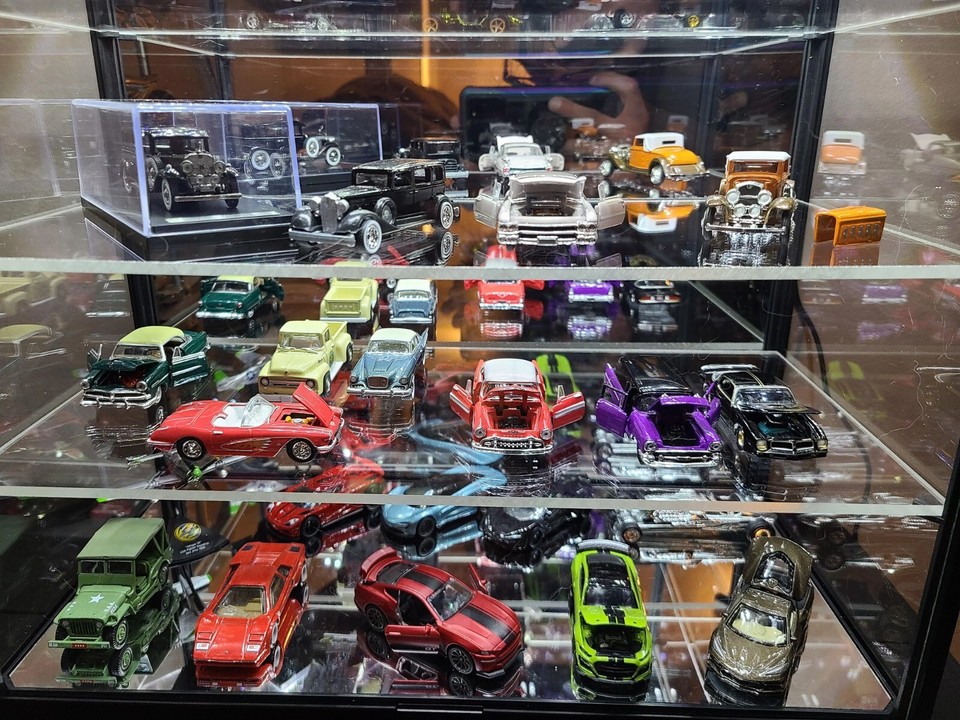 Car Display Case 4 Tier Acrylic LED Light 1/18 Model 1/24 Diecast 1/64 ...